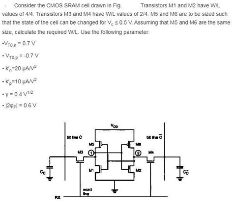 Solved Consider The Cmos Sram Cell Drawn In Fig Transistors