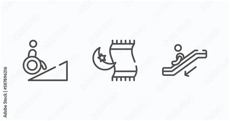 Vecteur Stock Set Of 3 Thin Line Icons In Signs Concept Outline Icons