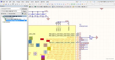 基于stm32f103单片机设计 Usb转canbus应用接口板硬件（原理图pcb）stm32单片机软件源码stm32f103 Usb转
