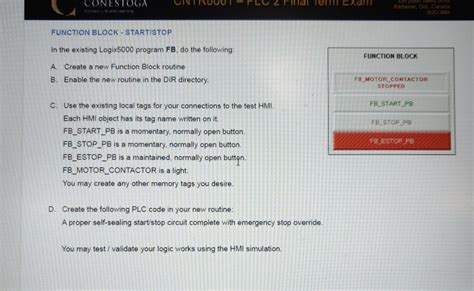 Solved Function Block ﻿startistopin The Existing Logix