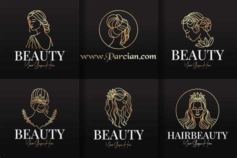 لوگو آرایشگاه زنانه طلایی وکتور لوگو سالن زیبایی دانلود لوگو لایه باز