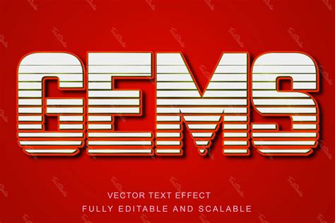 Gems Retro Gaming Striped Font Style Effect Vector File Illustrator Premium