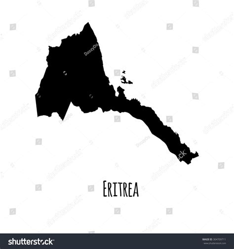 Eritrea Vector Black Outline Map Caption Vector De Stock Libre De Regalías 304709711