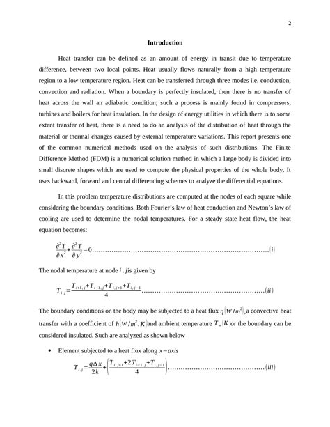 2d Heat Transfer Analysis Using Finite Difference Method