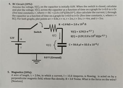 Solved RC CircuitProblem 4 Assume The Voltage V C On The Chegg Com