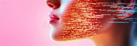 Digital Art Of Female Face With Glowing Data Streams Illustrating Technology And Innovation