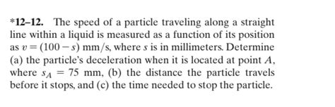 Solved 12 12 ﻿the Speed Of A Particle Traveling Along A