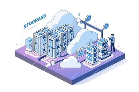 Cloud Storage Isometric Illustration Data Server Platform Network Infrastructure Premium Ai