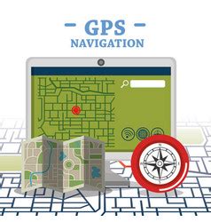 Desktop Computer With Gps Navigation Software Vector Image
