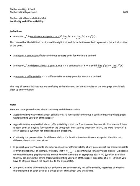 12mm 2022 Continuity And Differentiability Pdf Function Mathematics Continuous Function