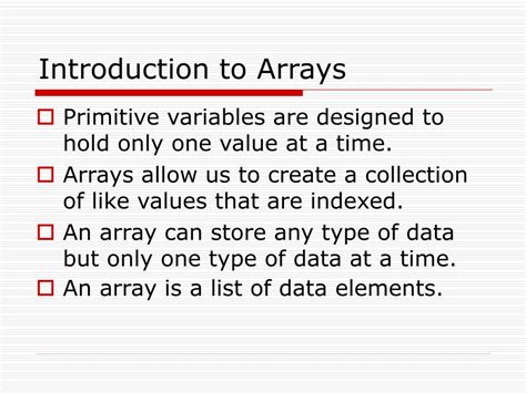 Ppt Chapter 8 Arrays Powerpoint Presentation Free Download Id1048333