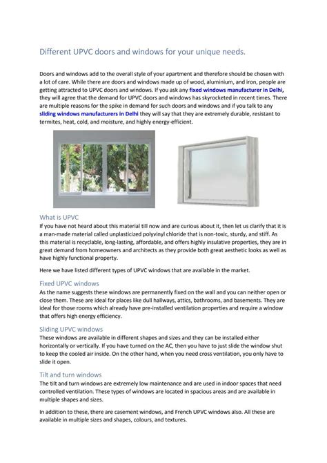 Different UPVC Doors And Windows For Your Unique Needs By My World Of Doors Issuu