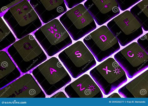 Wasd Keys Close Up In A Gaming Keyboard With Glow Lights Effects Of