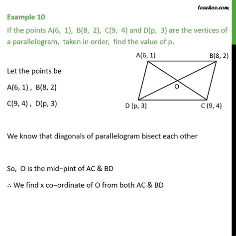 Example 10 If Points A 6 1 B 8 2 C 9 4 And D P 3