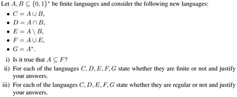 Solved Let A B C {0 1} Be Finite Languages And Consider