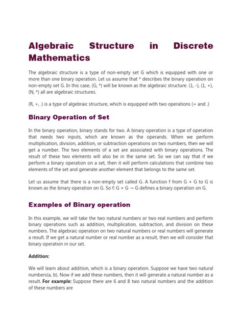 Algebraic Structure In Discrete Mathematics Pdf Group Mathematics