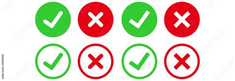 Check Mark Icon Set Approve Icon Disapprove Icon Set Vector Sign