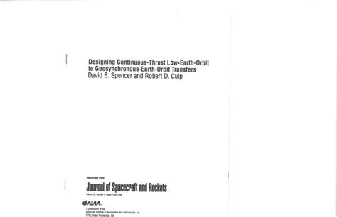 pdf designing continuous thrust low earth orbit to geosynchronous