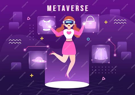 Metaverse 디지털 가상 현실 기술은 손으로 그린 그림에서 Vr 안경을 착용합니다 프리미엄 벡터