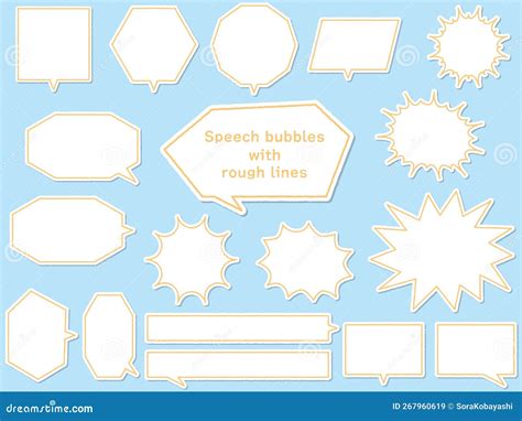 Angular Speech Bubble Set Drawn With Rough Lines Stock Vector Illustration Of Space Sticker