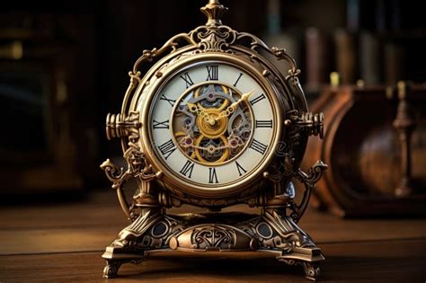 Vintage Clock With Mechanism Vintage Clock With Uncovered Clockwork Stock Illustration