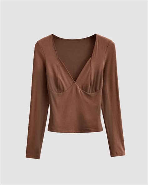 Mocha Mouse V Neck Long Sleeve Top Littlebox India