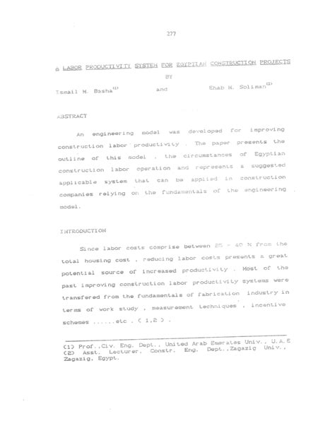 Pdf Labor Productivity System For Egyptian Construction Projects