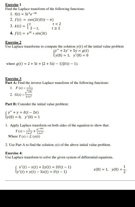 Solved The Following Has Exercises And Each Exercise Chegg Com