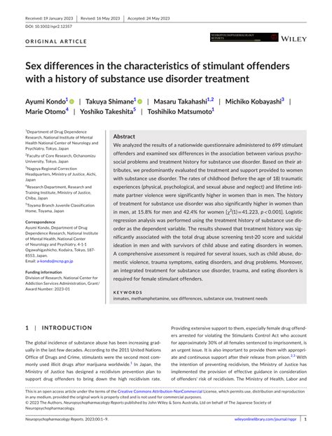 Pdf Sex Differences In The Characteristics Of Stimulant Offenders