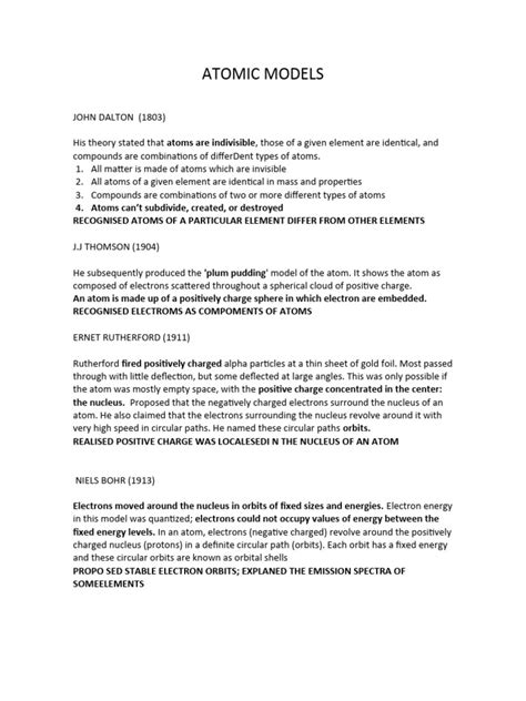 Atomic Models Pdf Atoms Atomic Nucleus