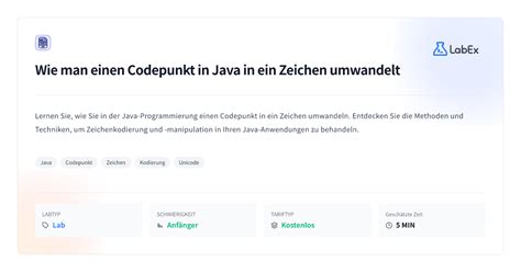 Wie Man Einen Codepunkt In Java In Ein Zeichen Umwandelt Labex