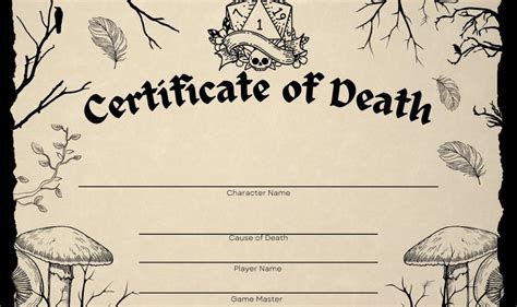 Certificate Of Death Dungeons And Dragons Blank Template Imgflip
