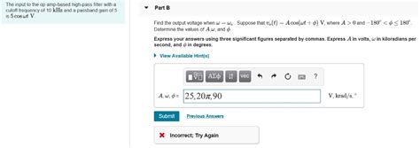 Solved The Input To The Op Amp Based High Pass Filter With A