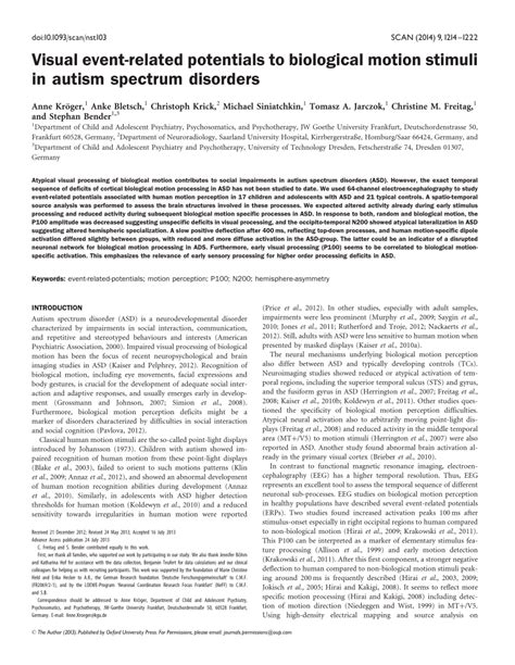 Pdf Visual Event Related Potentials To Biological Motion Stimuli In