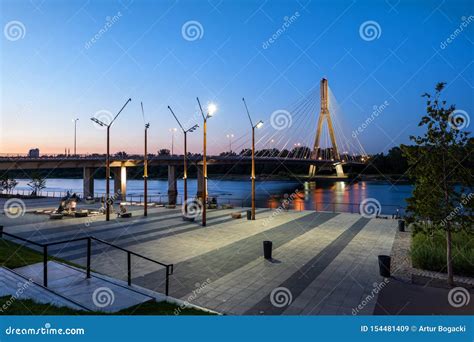 Vistula River Boulevard At Dusk In Warsaw Stock Image Image Of