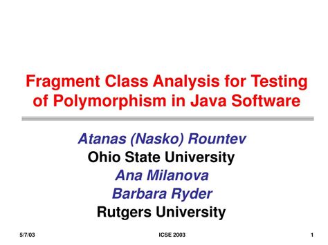 Ppt Fragment Class Analysis For Testing Of Polymorphism In Java Software Powerpoint