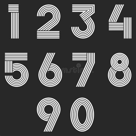 Numbers Set Hipster Parallel Offset Thin Lines Intersection Style Idea Numerals Typography