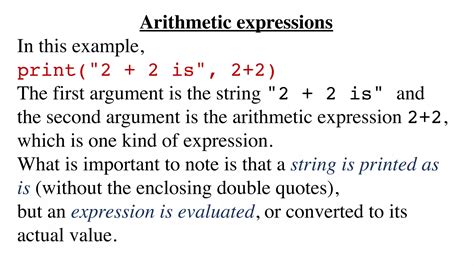 Python Print Function And Arithmetic Expressions Ppt