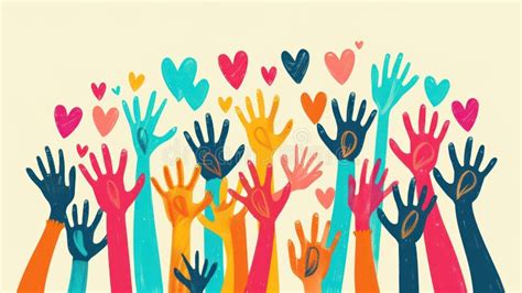 Hands Of Compassion Abstract Charity Concept With Diverse Hearts And Support For Those In Need