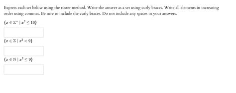 Solved Express Each Set Below Using The Roster Method Write Chegg Com