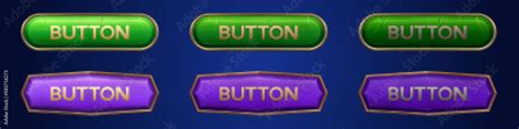 Medieval Ui Game Button With Gold Frame Sprite For Animation Fantasy
