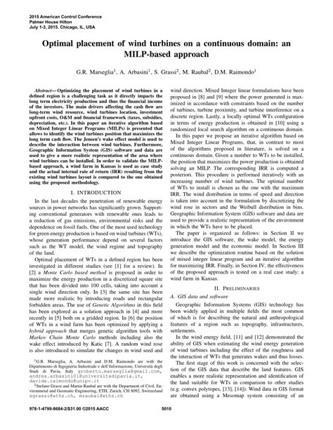 Pdf Optimal Placement Of Wind Turbines On A Continuous Domain An