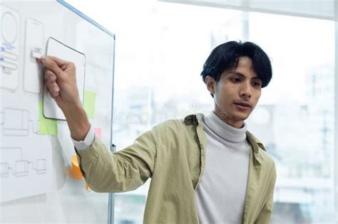 Team Of Ux Developer And Ui Designer Brainstorming Interface Wireframe