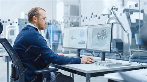 Ingeniero Industrial Masculino Resolviendo Problemas Trabajando En Una