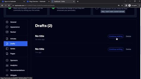 Hashnode Managing Blog Flow On Web Page Flows