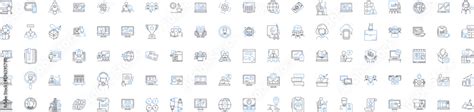Company Process Line Icons Collection Efficiency Streamlining Optimization Automating