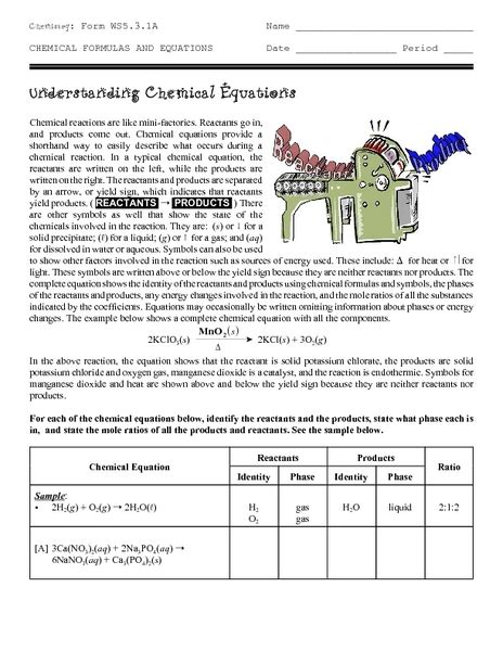 Understanding Chemical Equations Worksheet For 10th Higher Ed Lesson Planet