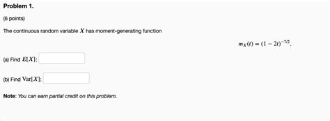 solved problem 1 6 points the continuous random variable