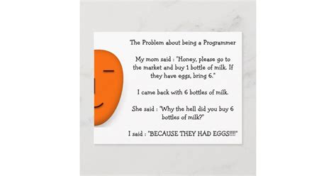 problem about being a programmer funny mom joke postcard zazzle