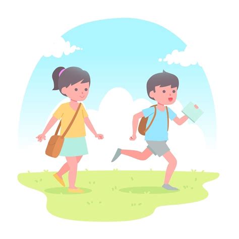 평면 디자인 어린이 학교 개념을 다시 무료 벡터